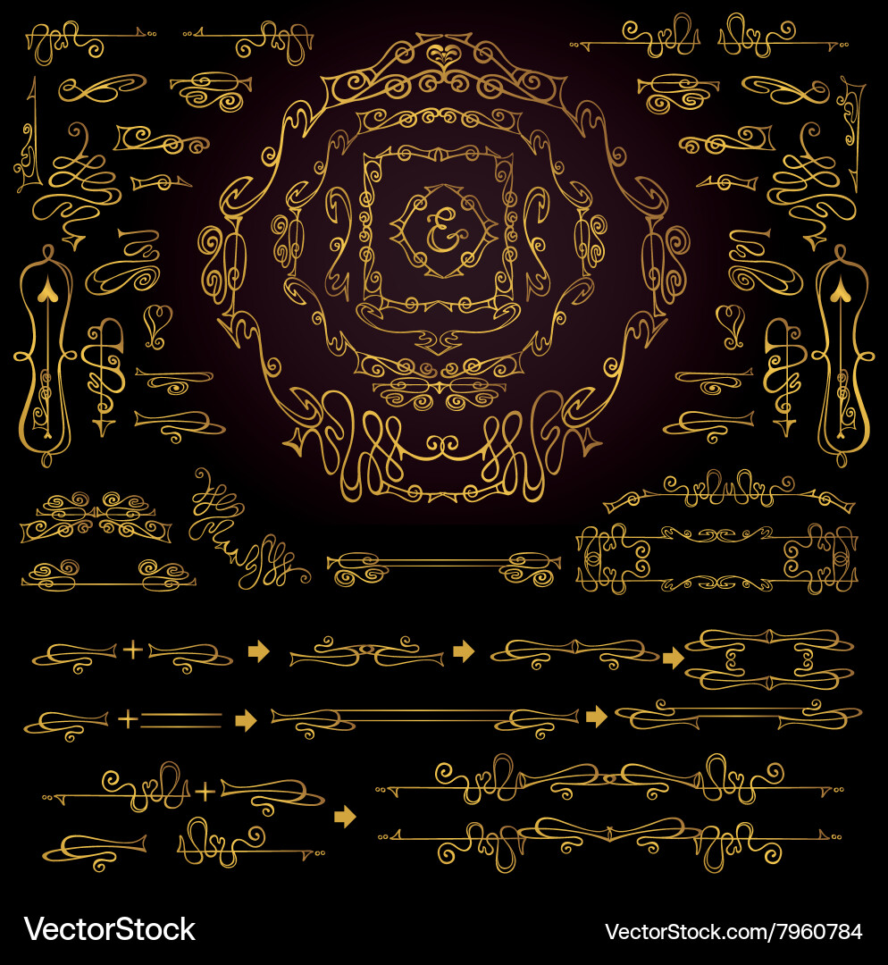 Calligraphic Royal Design ElementsGold Frames Vector Image