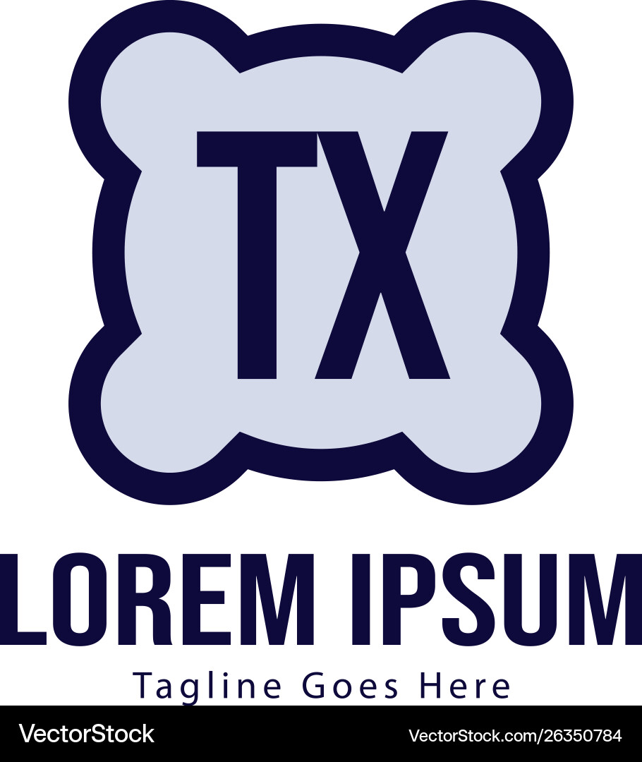 Initial tx logo template with modern frame Vector Image