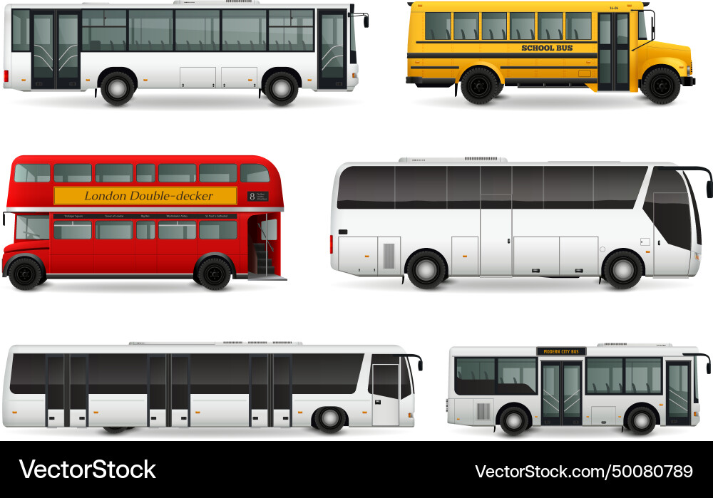Bus realistic set Royalty Free Vector Image - VectorStock