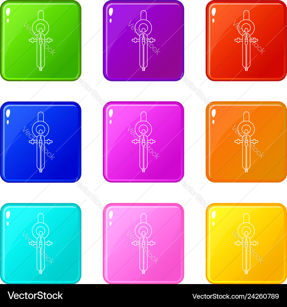 Compass icons set 9 color collection Royalty Free Vector