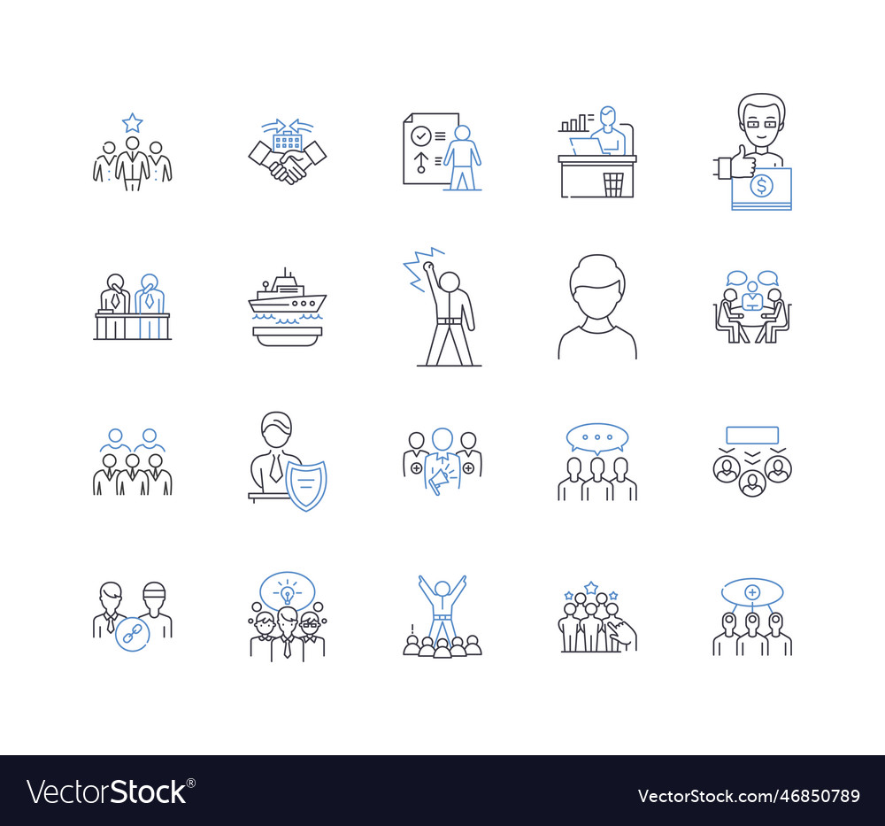 Coordination Line Icons Collection Collaboration Vector Image