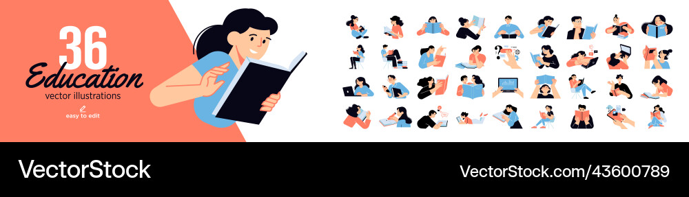 Set of education people Royalty Free Vector Image