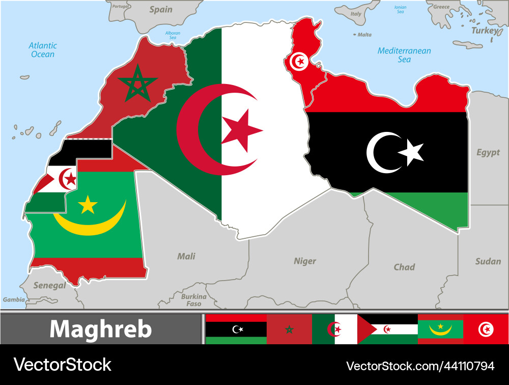 Map of maghreb Royalty Free Vector Image - VectorStock