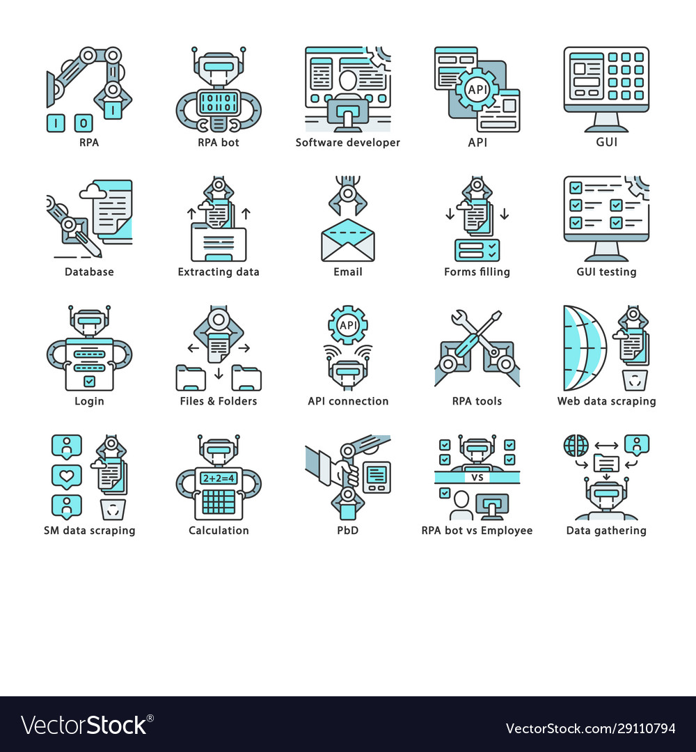 Rpa color icons set Royalty Free Vector Image - VectorStock Rpa color icons set Royalty Free Vector Image - VectorStock