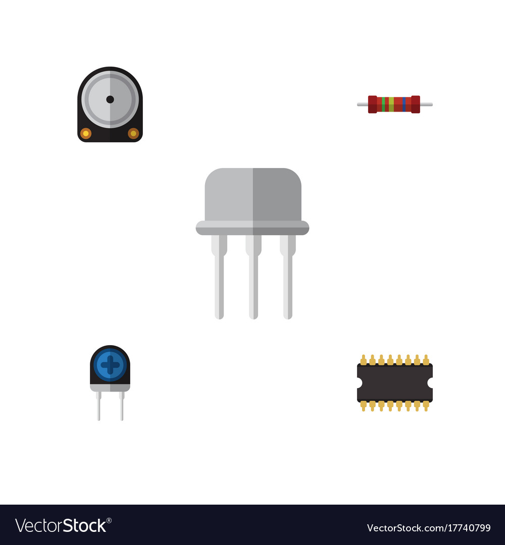 Flat icon technology set of microprocessor Vector Image