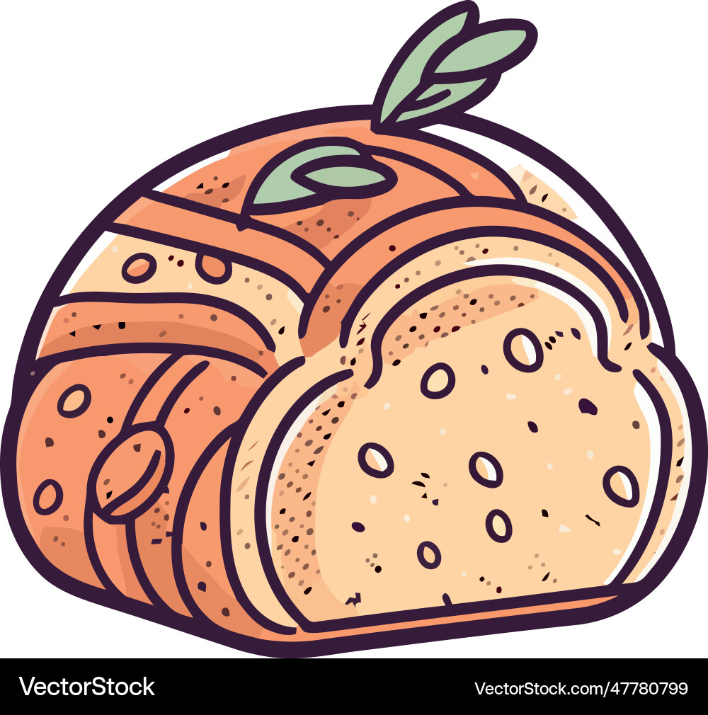 Fresh organic bread cute cartoon Royalty Free Vector Image
