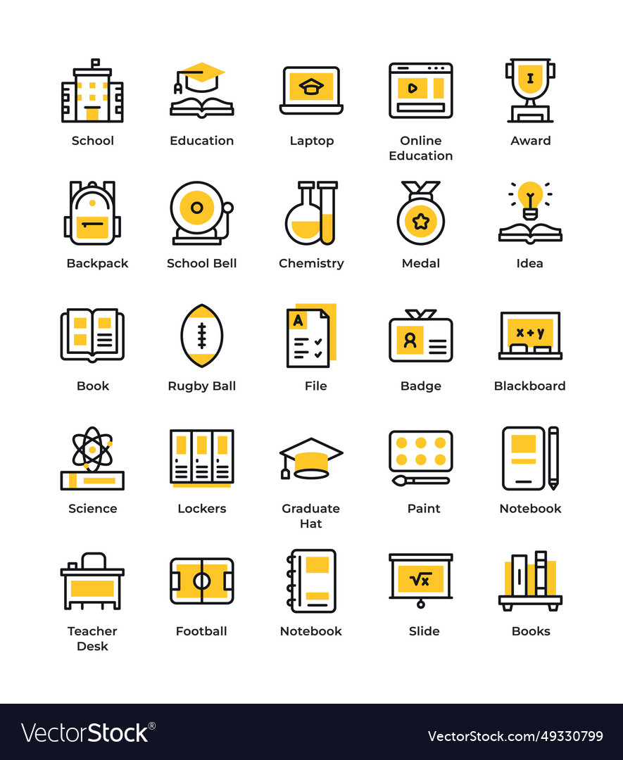 Line school education icons editable stroke Vector Image