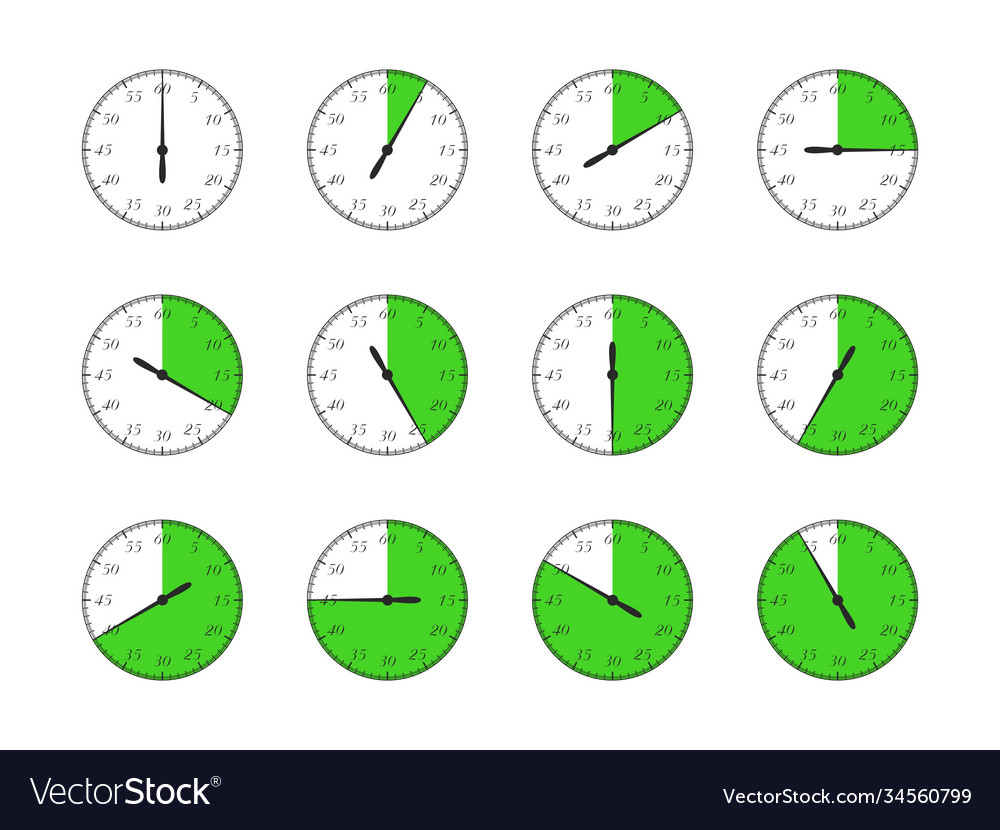 Set timers full rotation arrow timer flat icons Vector Image