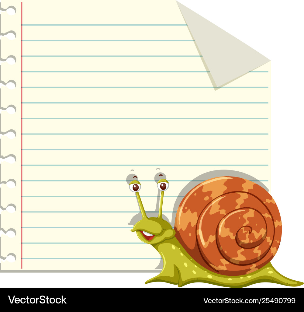 Snail on note template Royalty Free Vector Image