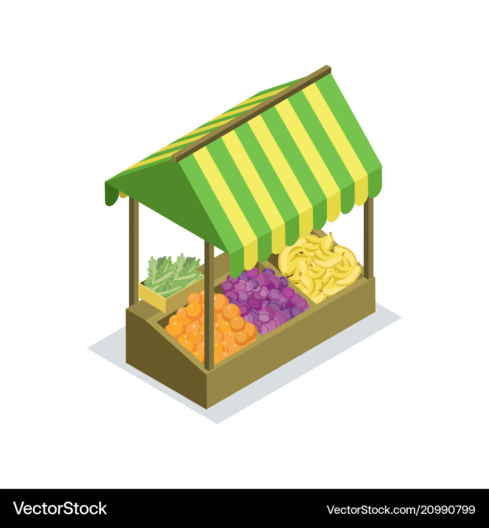 Street trading stand isometric 3d icon Royalty Free Vector