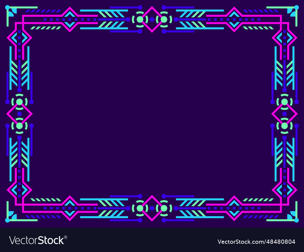 Cyberpunk frame linear border in futuristic Vector Image Cyberpunk frame linear border in futuristic Vector Image
