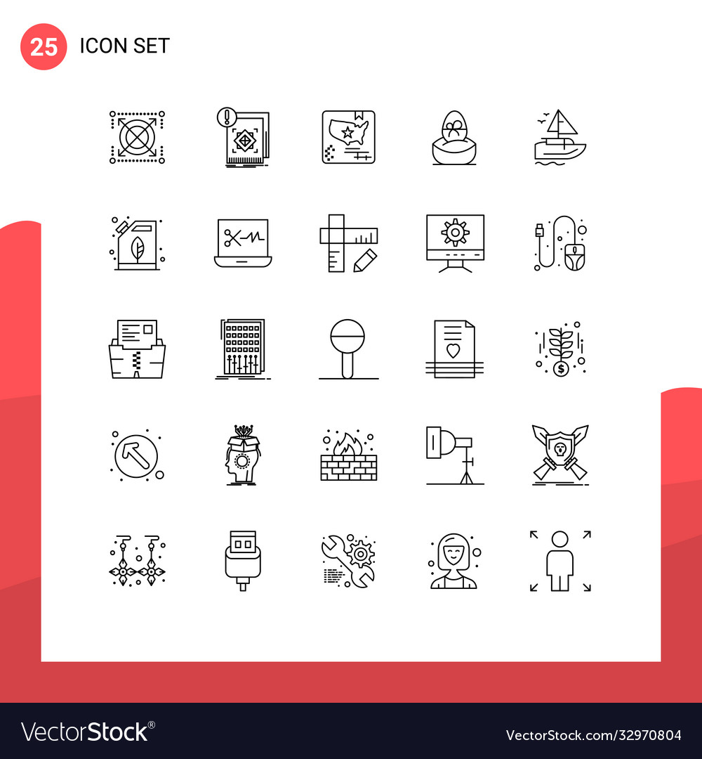 Stock icon pack 25 line signs and symbols Vector Image