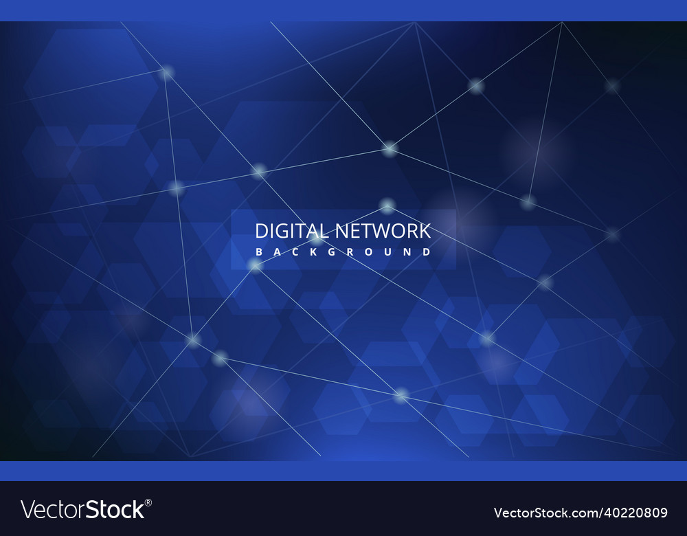Blue hexagon digital network connection internet Vector Image