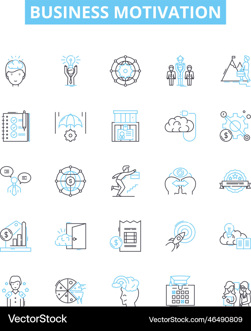 Business motivation line icons set Royalty Free Vector Image