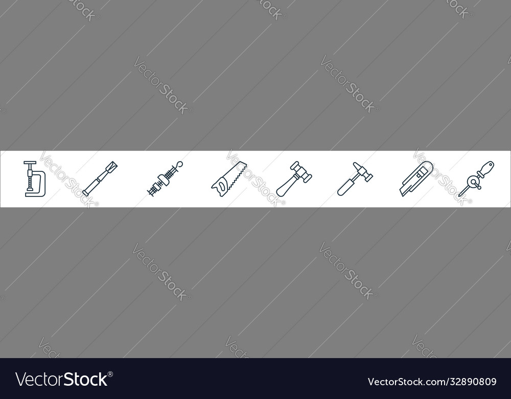 Carpentry line icons linear set quality line set Vector Image