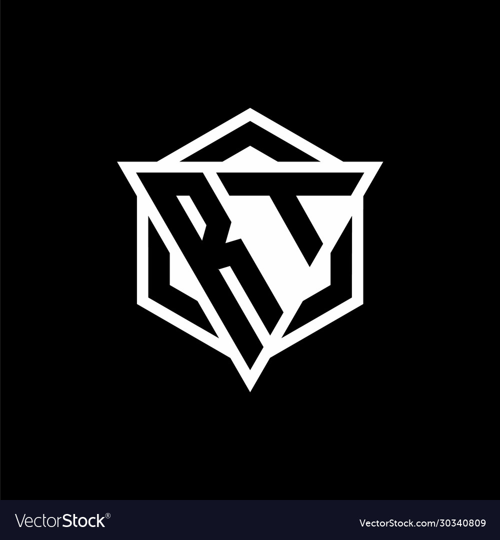 Rt logo monogram with triangle and hexagon shape Vector Image