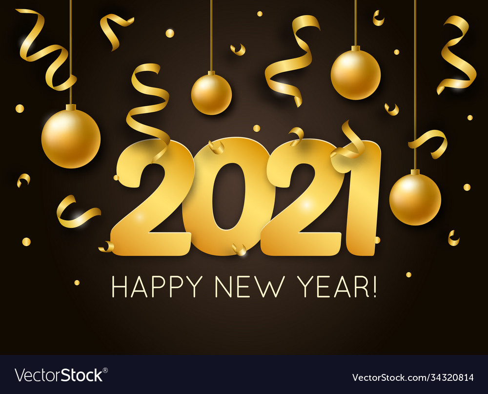 2021 happy new year with 3d realistic numbers Vector Image