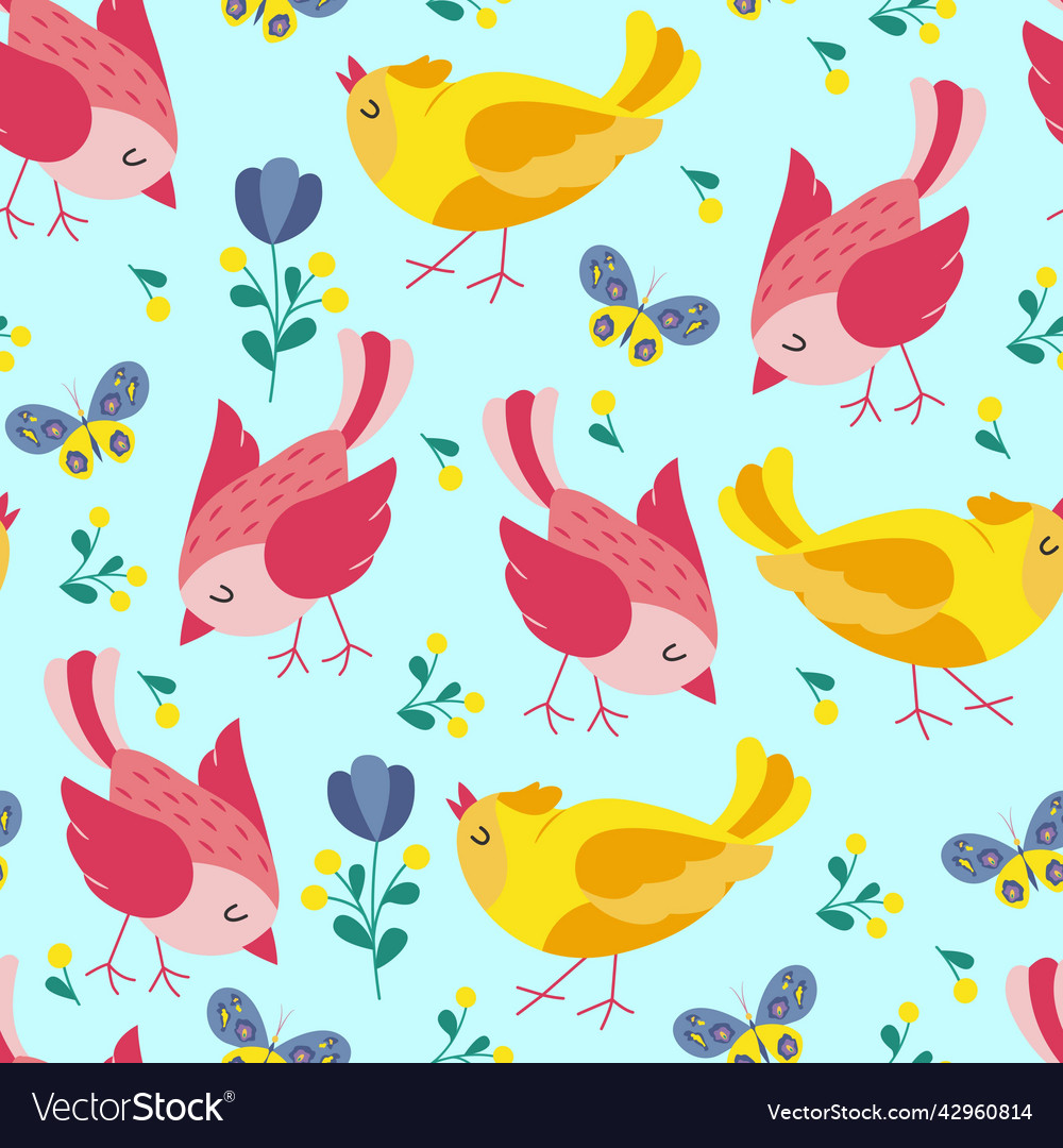 Colorful birds seamless pattern exotic birds Vector Image Colorful birds seamless pattern exotic birds Vector Image