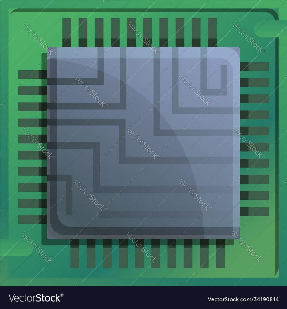 Computer processor icon cartoon style Royalty Free Vector