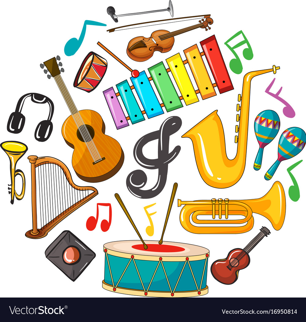 Different Types Musical Instruments Royalty Free Vector