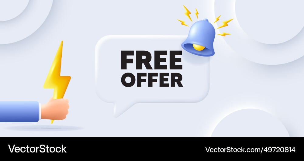 Free offer tag special sign neumorphic Royalty Free Vector