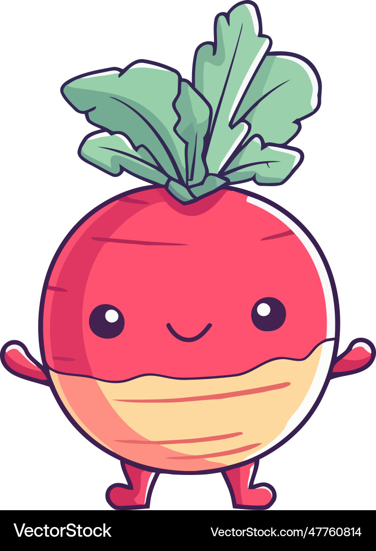 Juicy cute radish vegetable cartoon Royalty Free Vector