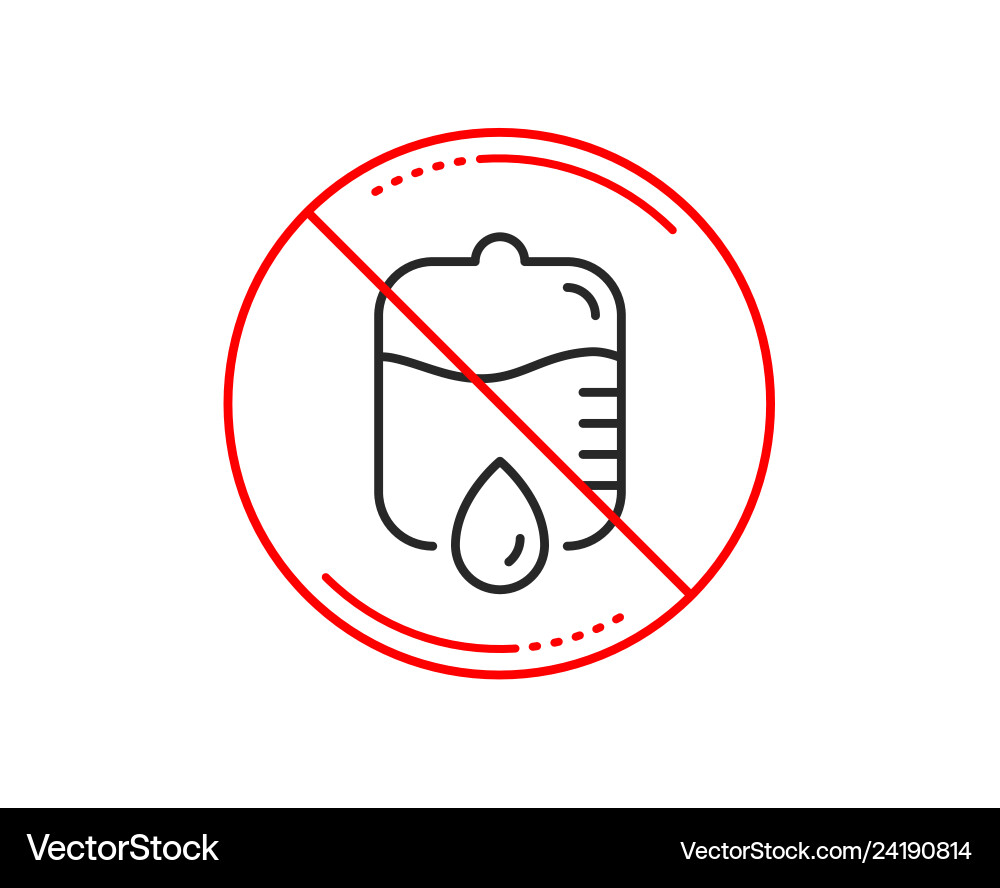 No or stop sign medicine drop counter line icon Vector Image