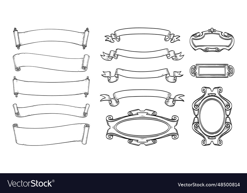 Ribbons scrolls and frames Royalty Free Vector Image