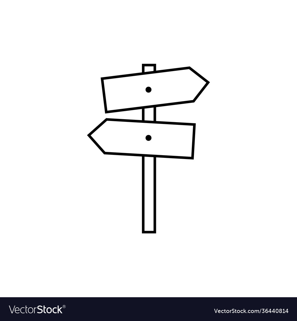 Signpost Pointer Line Icon Outline Sign Road Vector Image