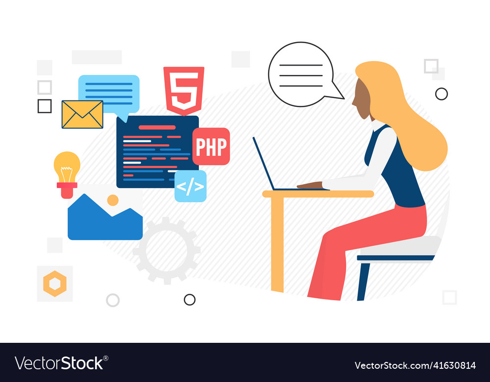 Software engineer developer building backend Vector Image