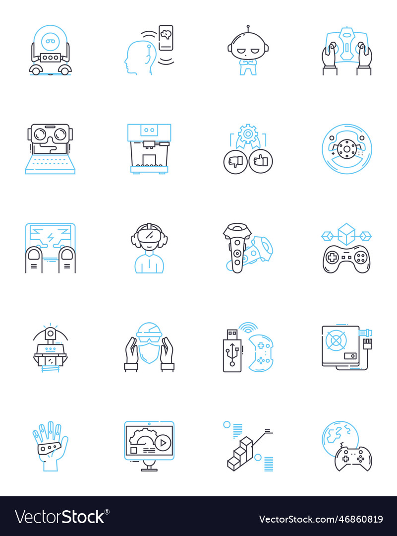 Artificial analytics linear icons set machine Vector Image Artificial analytics linear icons set machine Vector Image