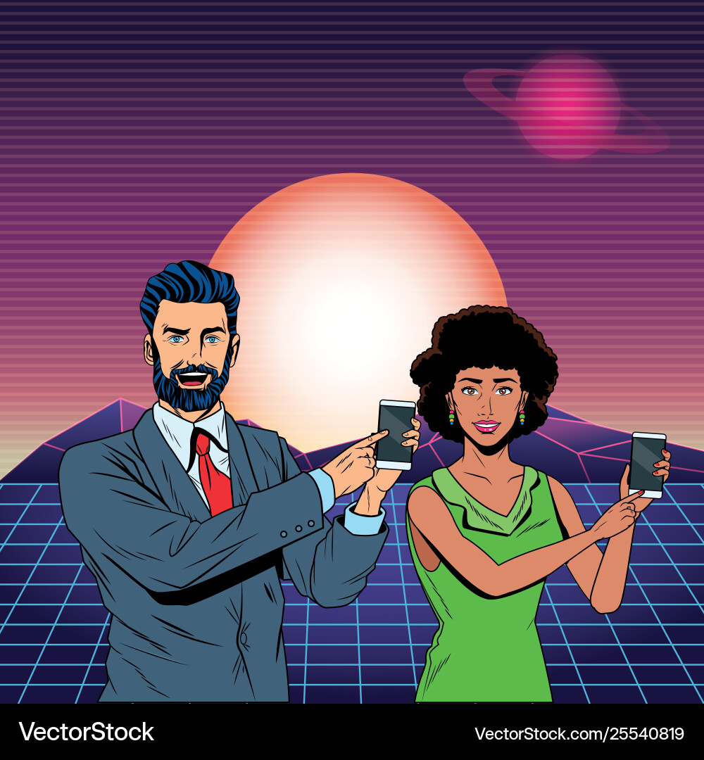 Couple with cellphone Royalty Free Vector Image