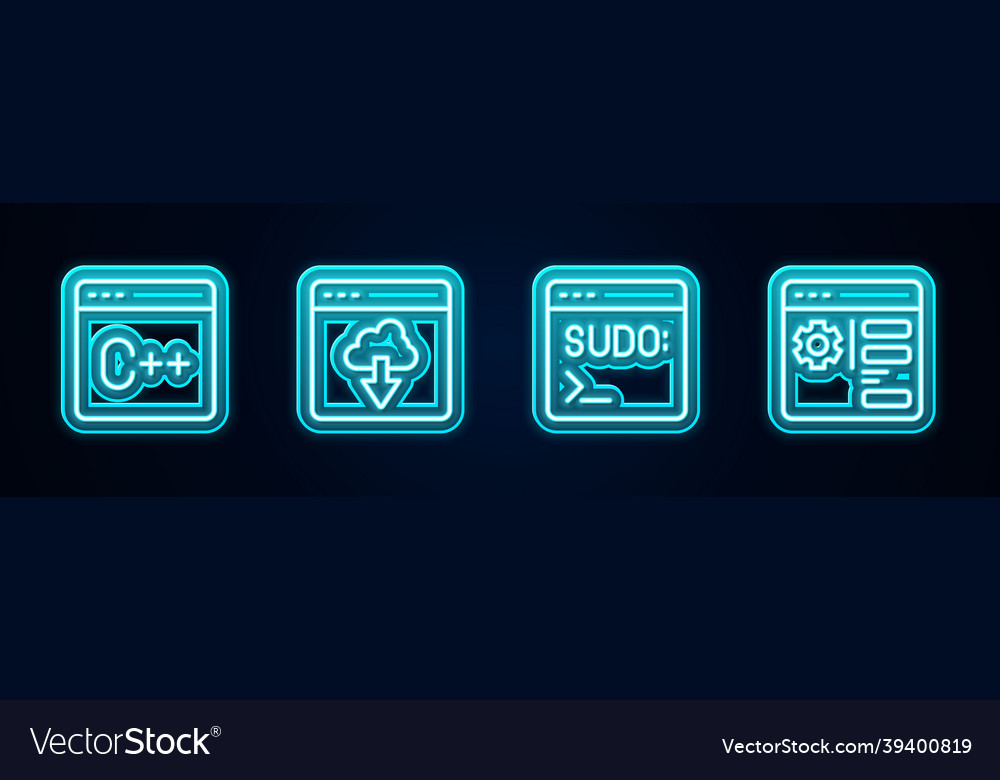Set line software cloud technology data transfer Vector Image Set line software cloud technology data transfer Vector Image