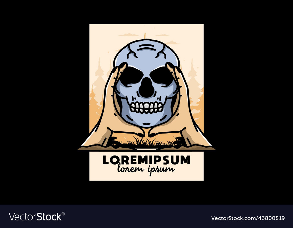 Two Hand Holding A Skull Badge Royalty Free Vector Image
