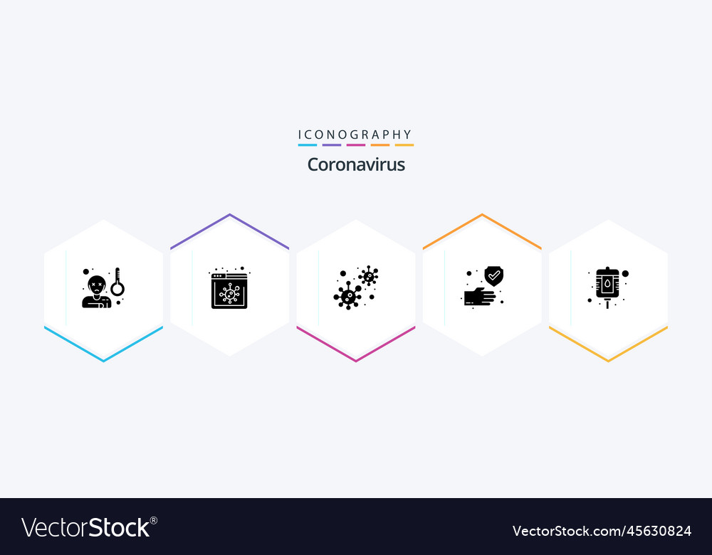 Coronavirus 25 glyph icon pack including packet Vector Image