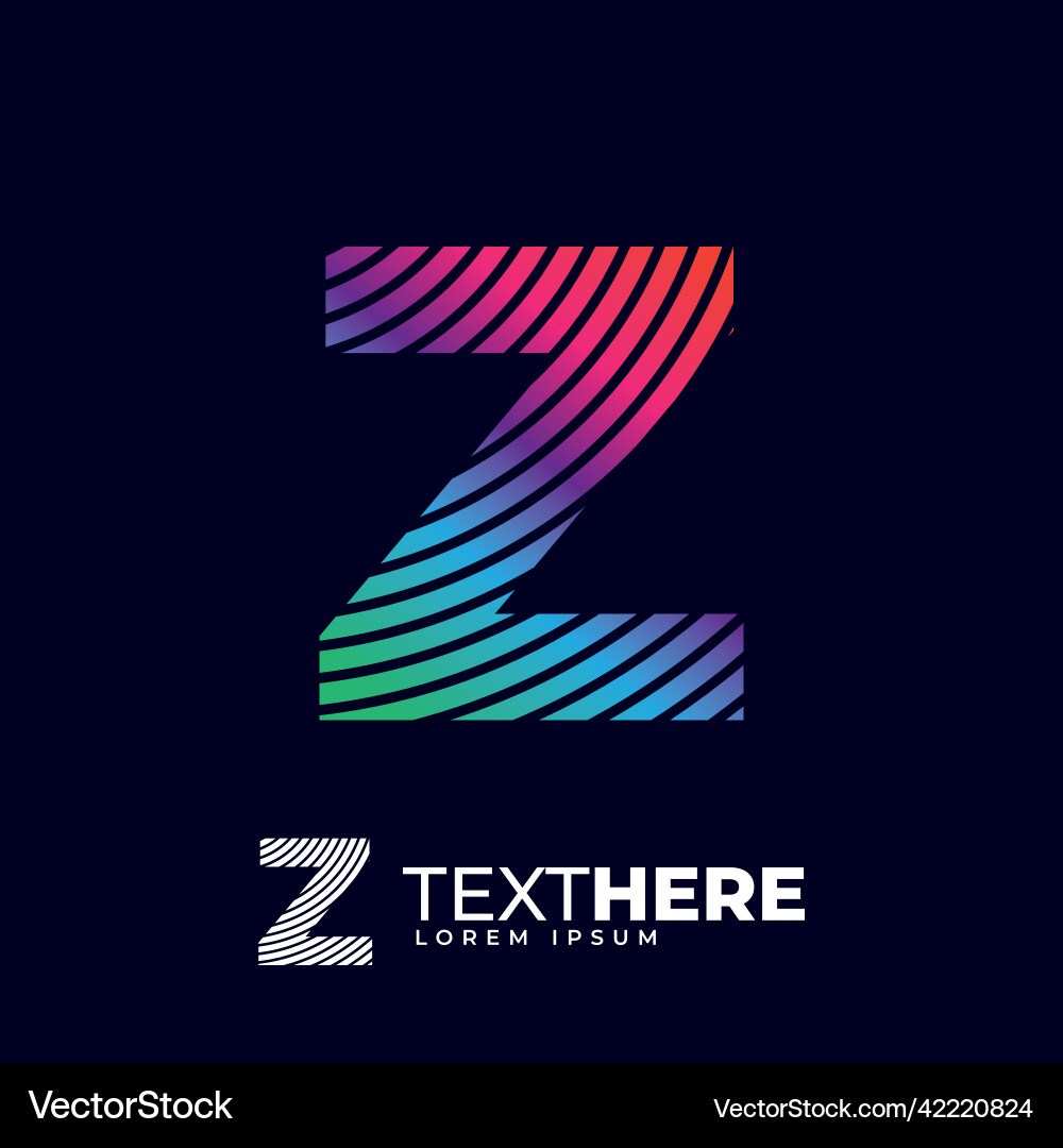 Initial z letter colorful modern digital alphabet Vector Image