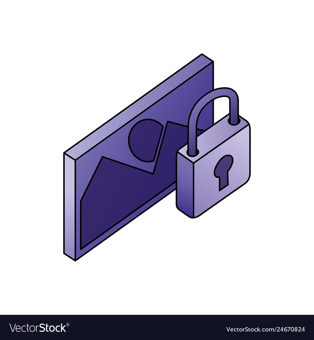 Photo Image Security Data Network Isometric Vector Image