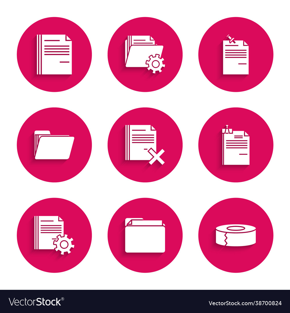 Set delete file document document folder scotch Vector Image