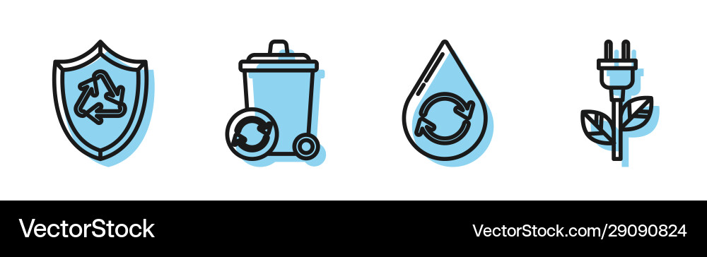 Set line recycle clean aqua recycle symbol inside Vector Image