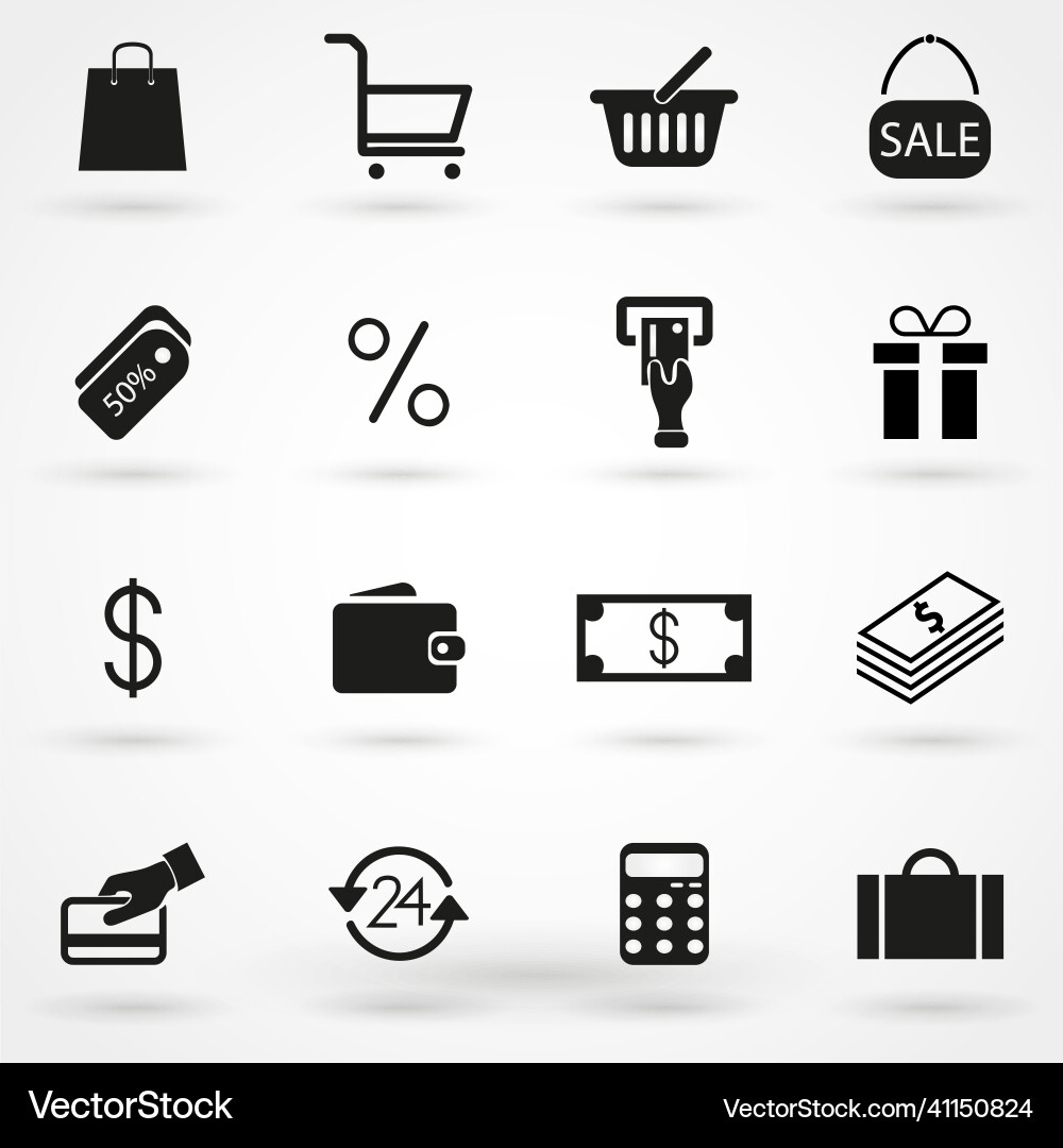 Shopping icons set Royalty Free Vector Image - VectorStock
