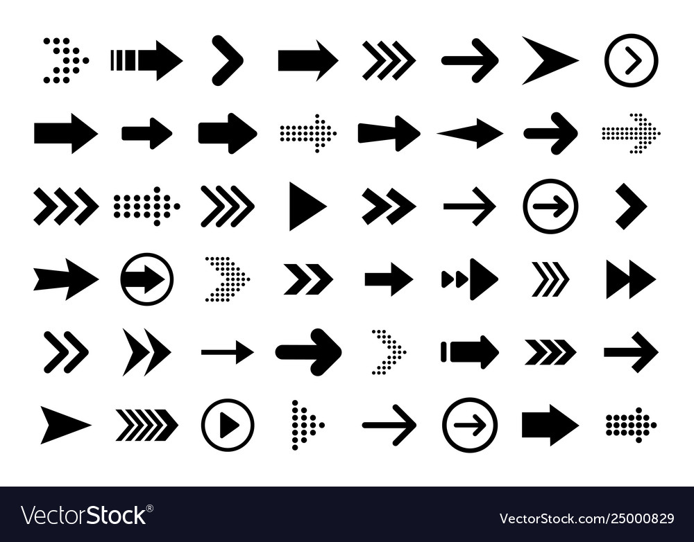 Arrows big black set icons arrow icon Royalty Free Vector