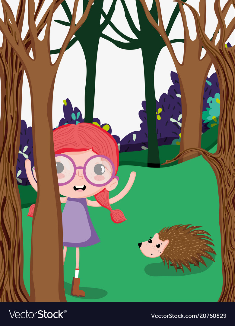 Beautiful girl at forest Royalty Free Vector Image