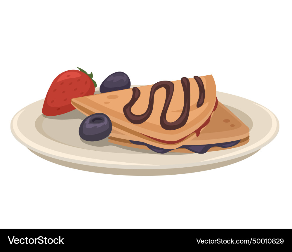 Crepes on plate cartoon Royalty Free Vector Image