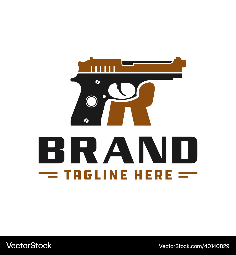Gun inspiration logo with letter r Royalty Free Vector Image