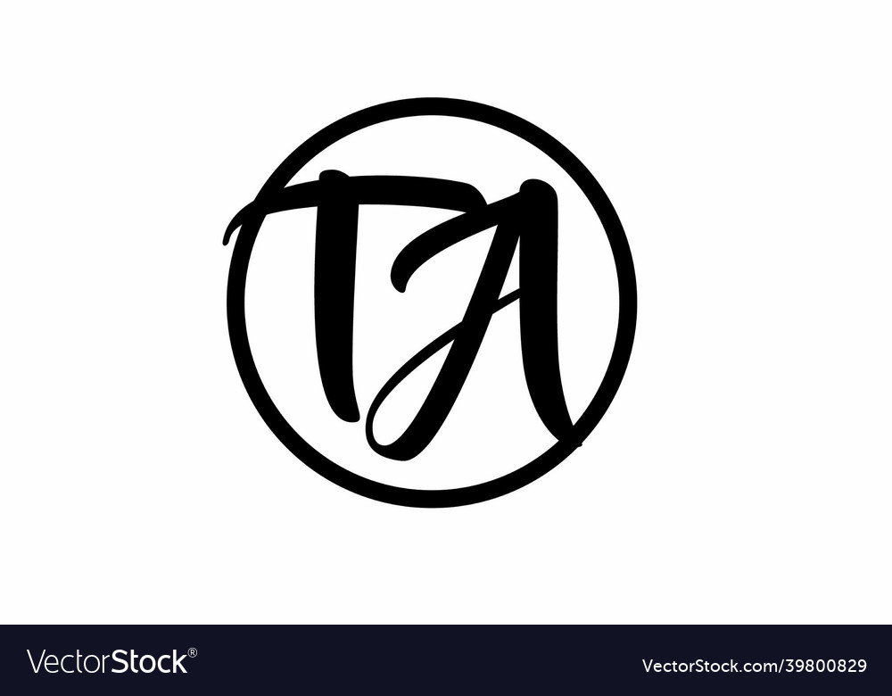 Initial letter ta in circle shape Royalty Free Vector Image