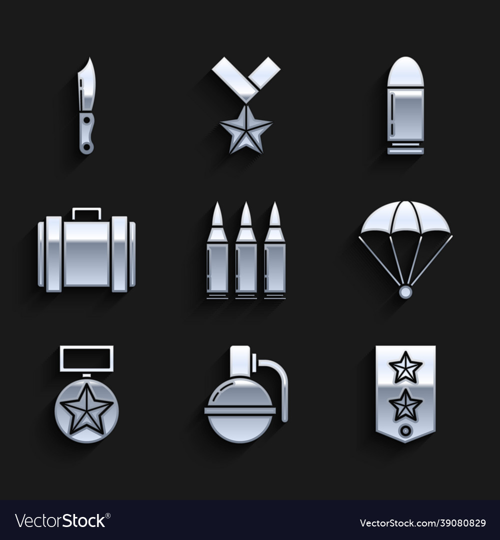 Set bullet hand grenade chevron parachute Vector Image Set bullet hand grenade chevron parachute Vector Image