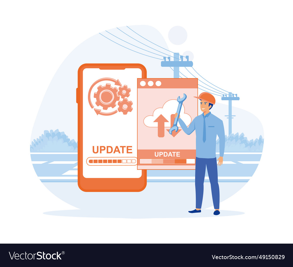 Update software system maintenance process Vector Image