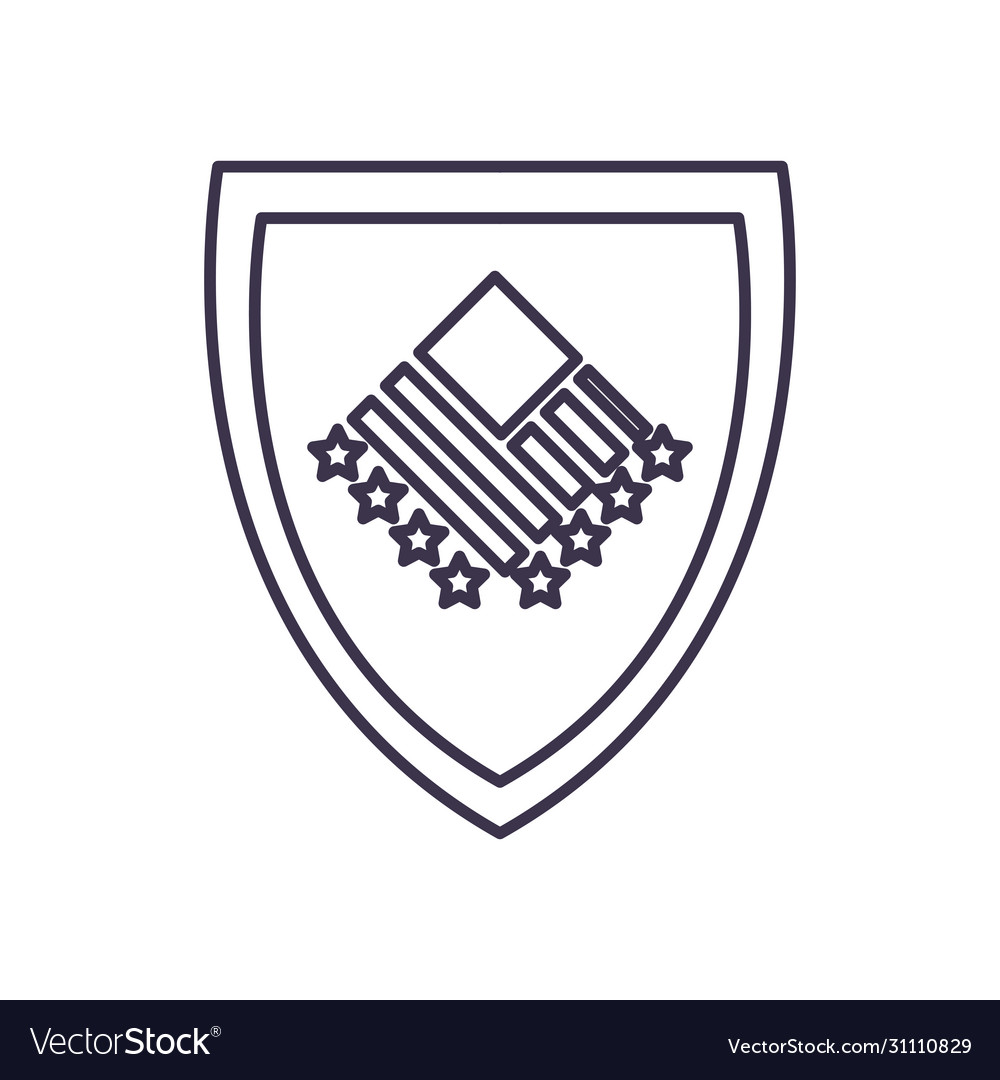 Usa flag inside shield line style icon Royalty Free Vector Usa flag inside shield line style icon Royalty Free Vector