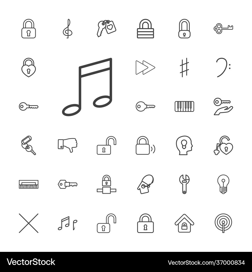 33 key icons Royalty Free Vector Image - VectorStock
