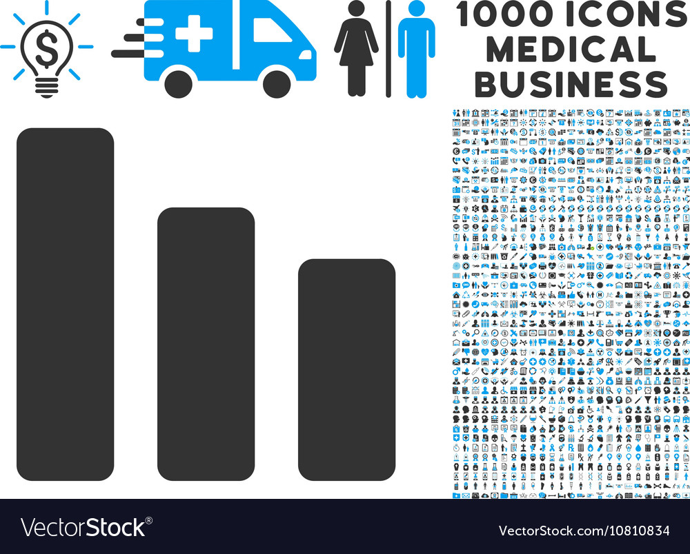 Bar chart decrease icon with 1000 medical business
